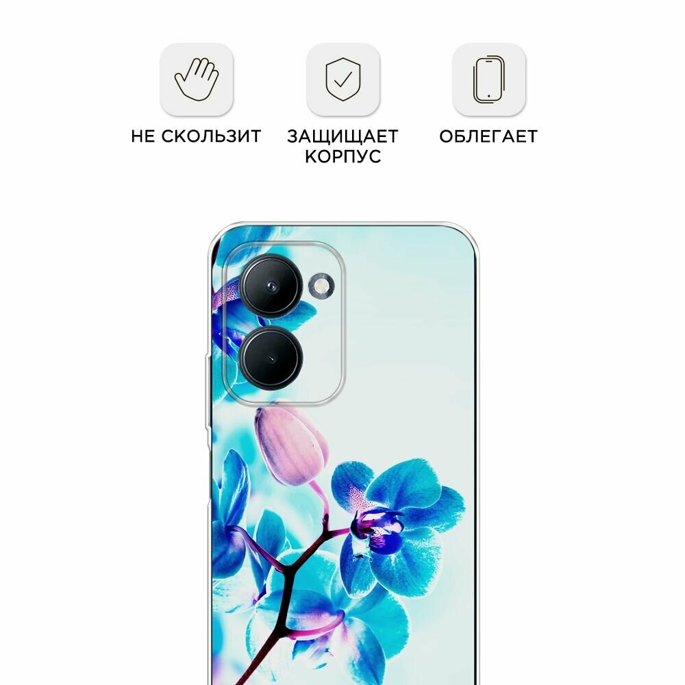 Чехол на Realme C33 / Реалми С33 с принтом "Голубая орхидея" — фото 1