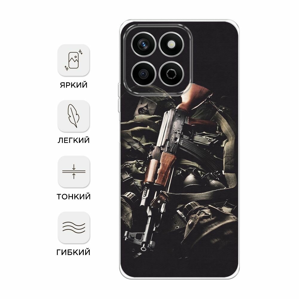 Силиконовый чехол на Honor X7c / Хонор X7c с принтом "Автомат" — фото 1