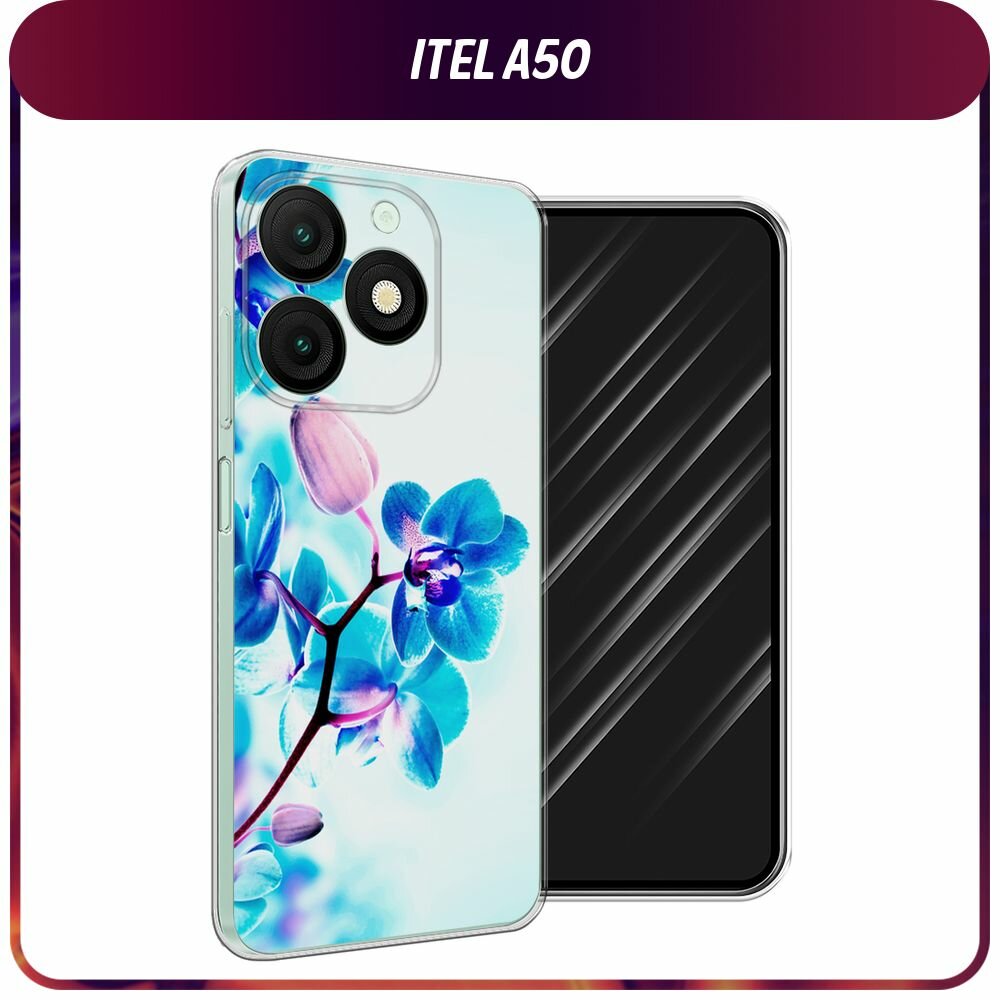 Силиконовый чехол на Itel A50 / Ител А50 с принтом "Голубая орхидея"