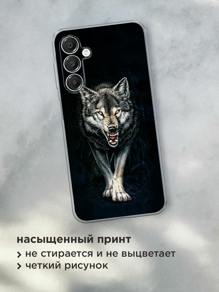 Чехол на Samsung Galaxy A16 / Самсунг А16 с принтом "Злобный волк из ночи" — фото 1