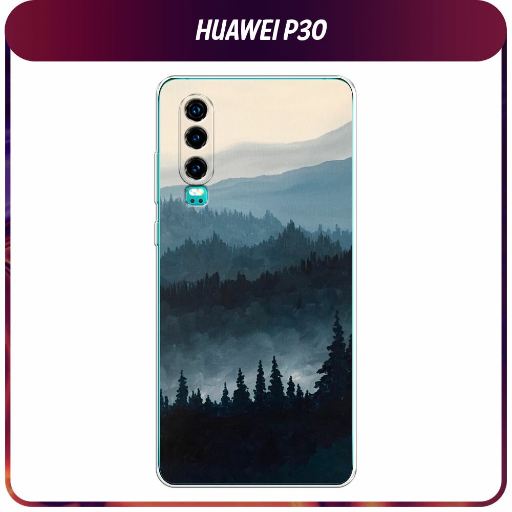 Силиконовый чехол на Huawei P30 / Хуавей П30 с принтом "Туманные горы"