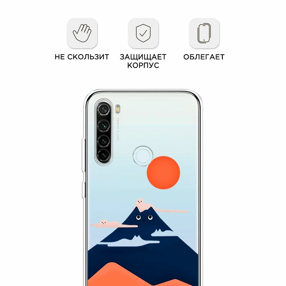 Чехол на Xiaomi Redmi Note 8T / Сяоми Редми Нот 8Т с принтом "Кот-гора", прозрачный — фото 1