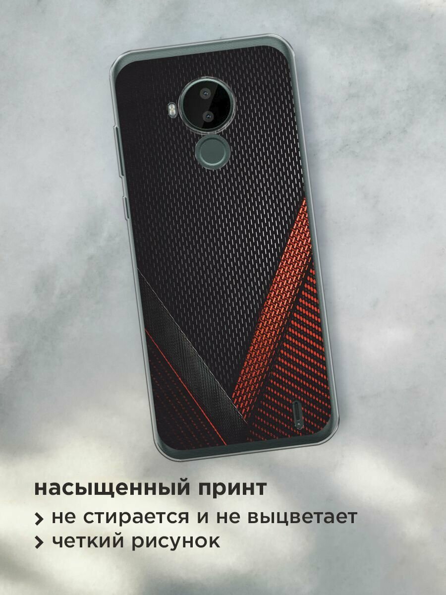 Силиконовый чехол на Nokia C30 / Нокия C30 с принтом "Красный карбон" — фото 1