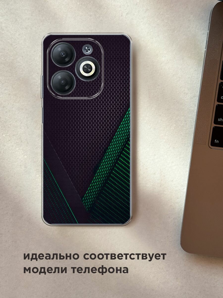 Чехол на Infinix Smart 8 Plus / Инфиникс Смарт 8 Плюс с принтом "Зеленый карбон" — фото 1