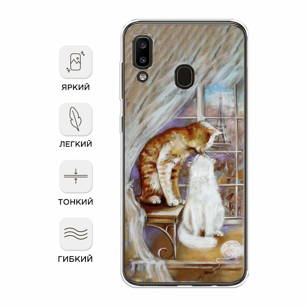 Чехол на Samsung Galaxy A30/A20 / Самсунг Галакси A30/A20 с принтом "Влюбленные котики 1" — фото 1