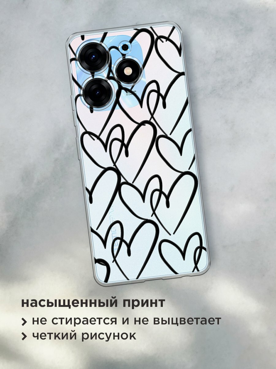 Чехол на Tecno Spark 10 Pro / Текно Спарк 10 Про с принтом "Hearts doodle black 1" — фото 1