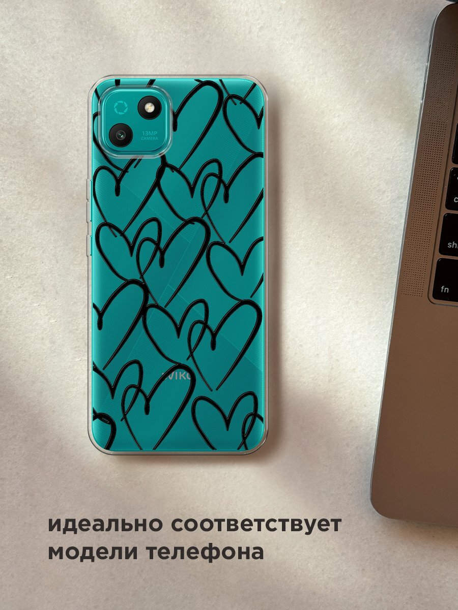 Чехол на Wiko T10 / Вико Т10 с принтом "Hearts doodle black 1" — фото 1