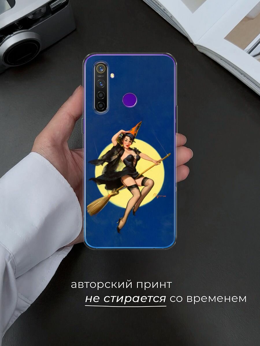 Чехол на Realme 5 Pro / Реалми 5 Про с принтом "Pin-Up Witch" — фото 1