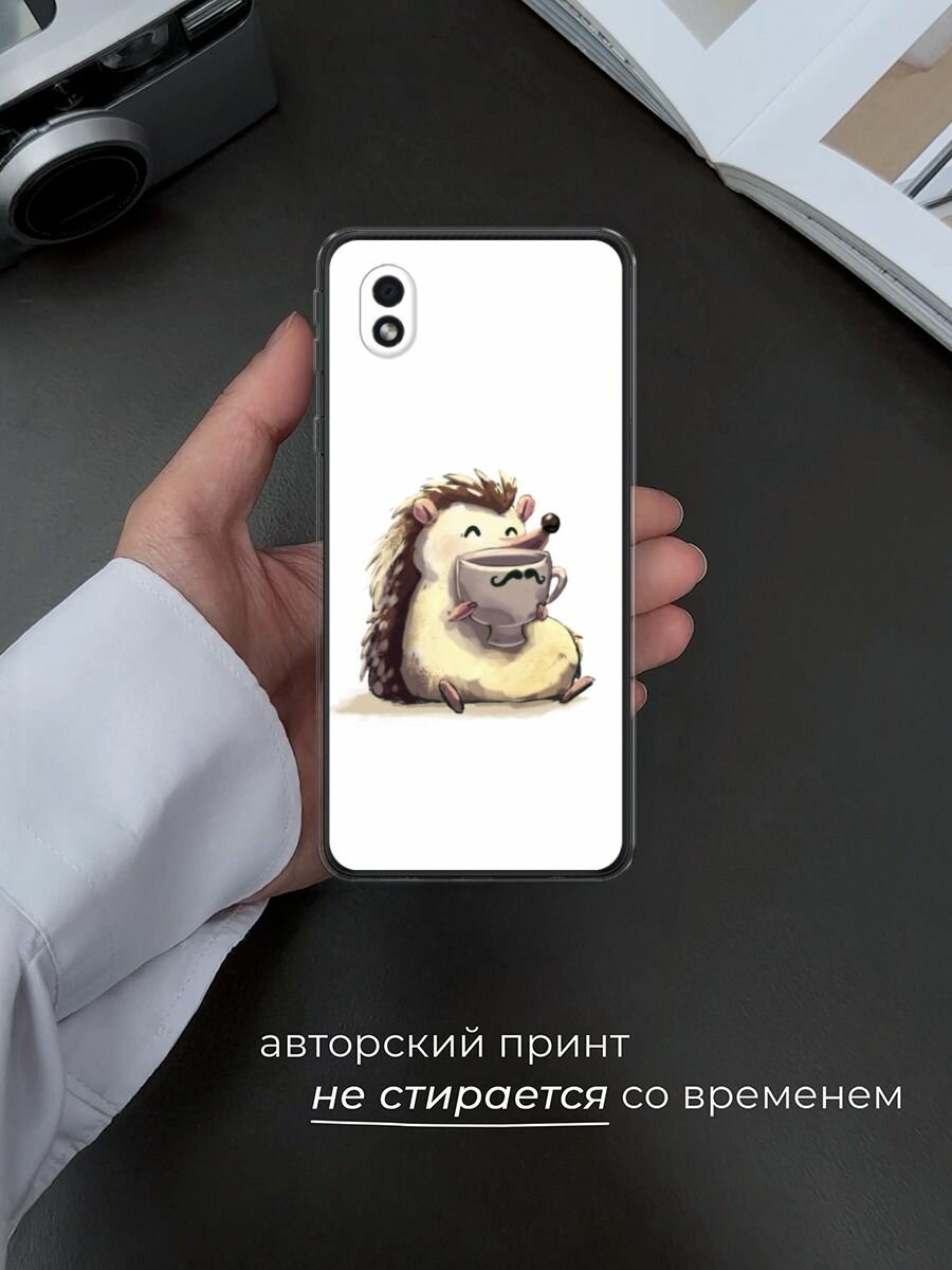 Чехол на Samsung Galaxy A01 Core / Самсунг Галакси А01 Core с принтом "Еж кофеман" — фото 1