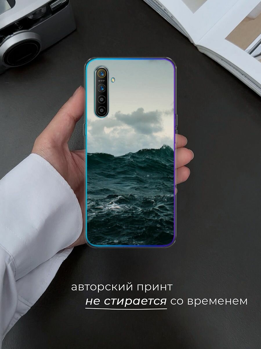 Силиконовый чехол на Realme XT / Реалми XT с принтом "Волны 11" — фото 1