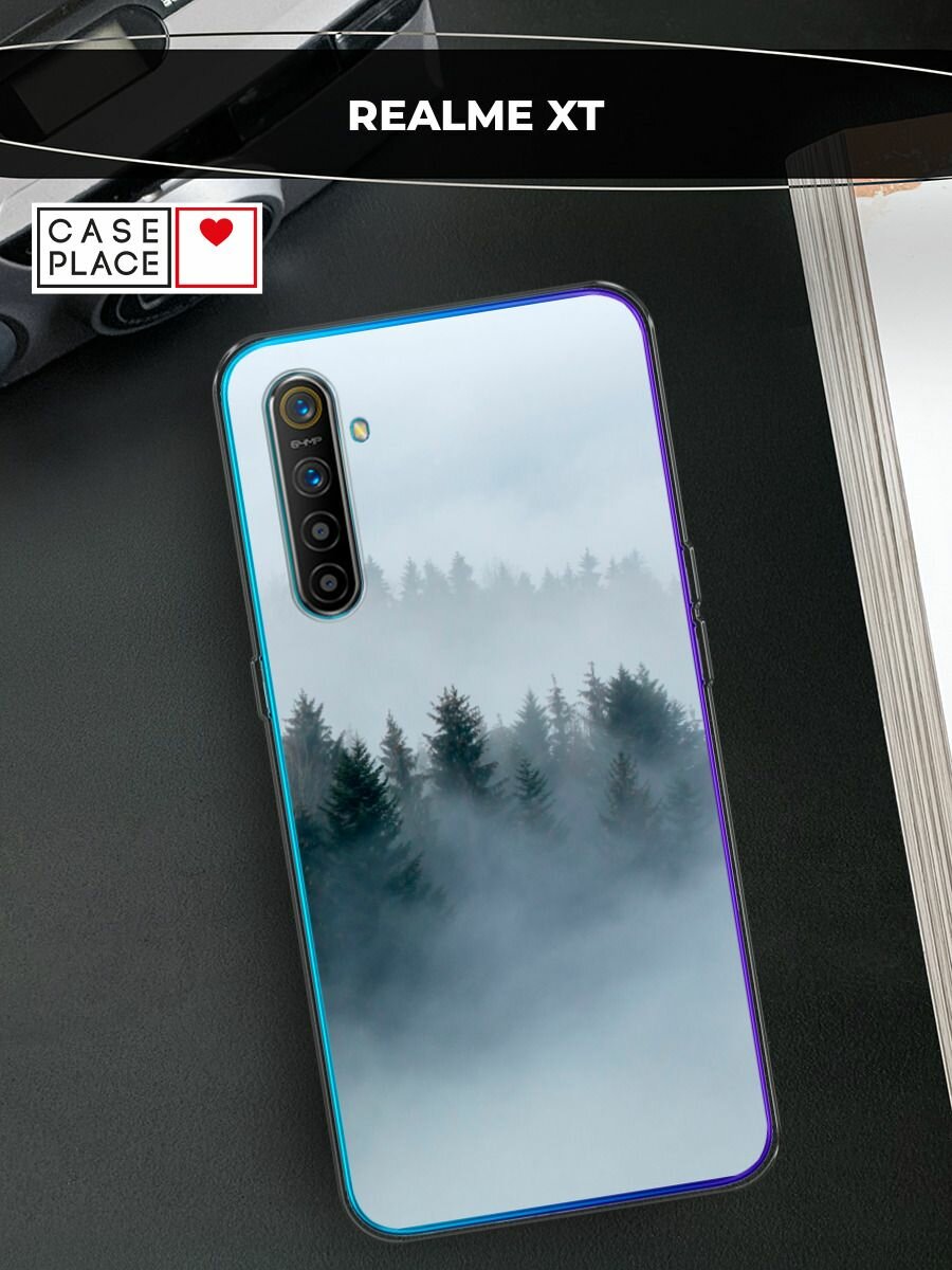 Силиконовый чехол на Realme XT / Реалми XT с принтом "Лес в тумане"