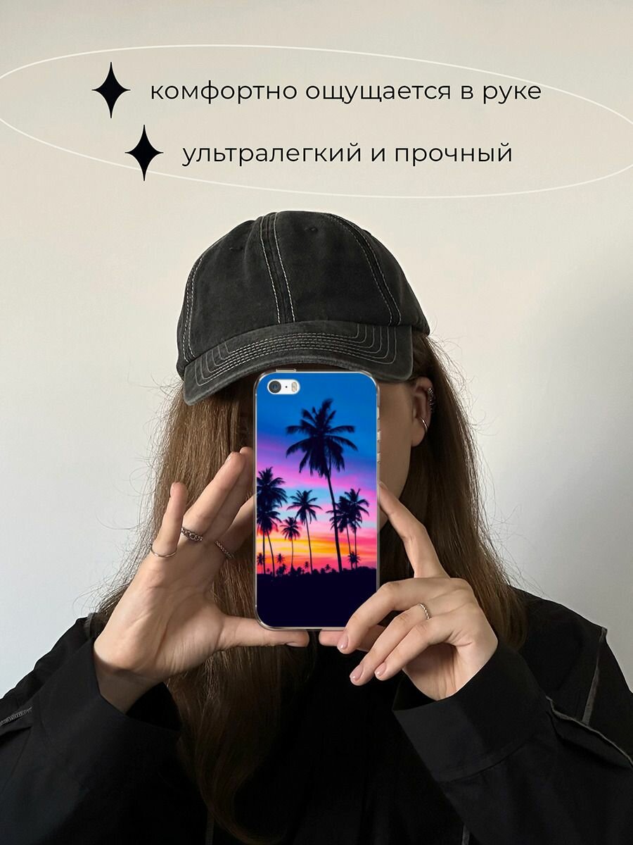 Чехол на Apple iPhone 5/5S/SE / Айфон 5/5S/SE с принтом "Закат 5" — фото 1