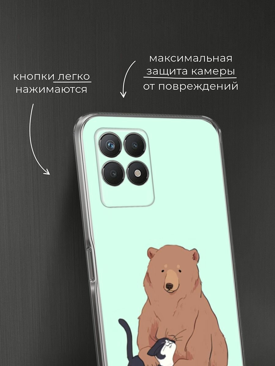 Чехол на Realme 8i / Реалми 8i с принтом "Медведь и кошка дружба" — фото 1
