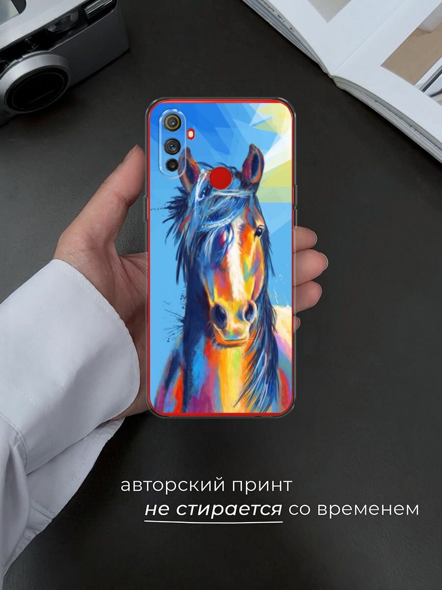 Силиконовый чехол на Realme C3 / Реалми C3 с принтом "Лошадь арт 3" — фото 1