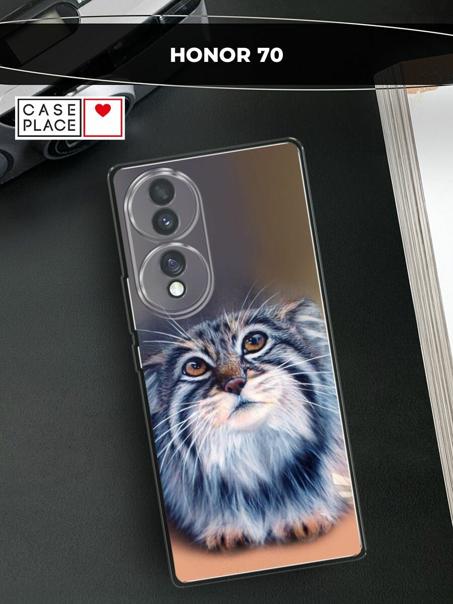 Силиконовый чехол на Honor 70 / Хонор 70 с принтом "Кот манул 2"