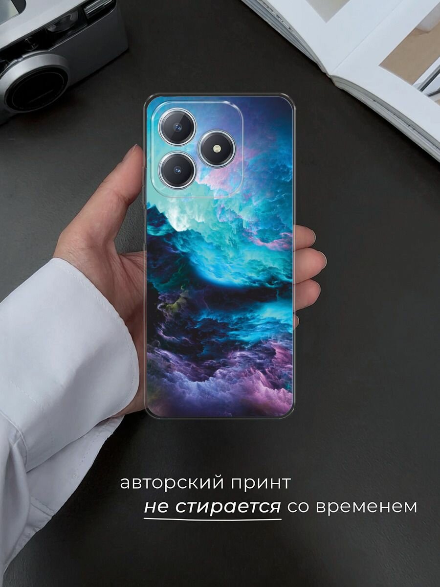 Силиконовый чехол на Realme C63 / Реалми С63 с принтом "Бирюзовое небо" — фото 1