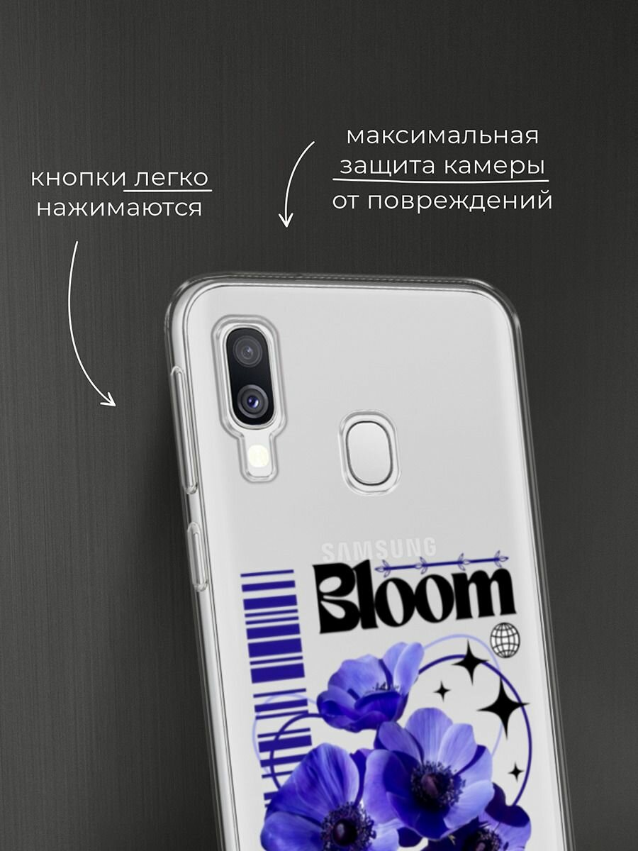Чехол на Samsung Galaxy A40 / Самсунг Галакси А40 с принтом "Завораживающие анемоны", прозрачный — фото 1