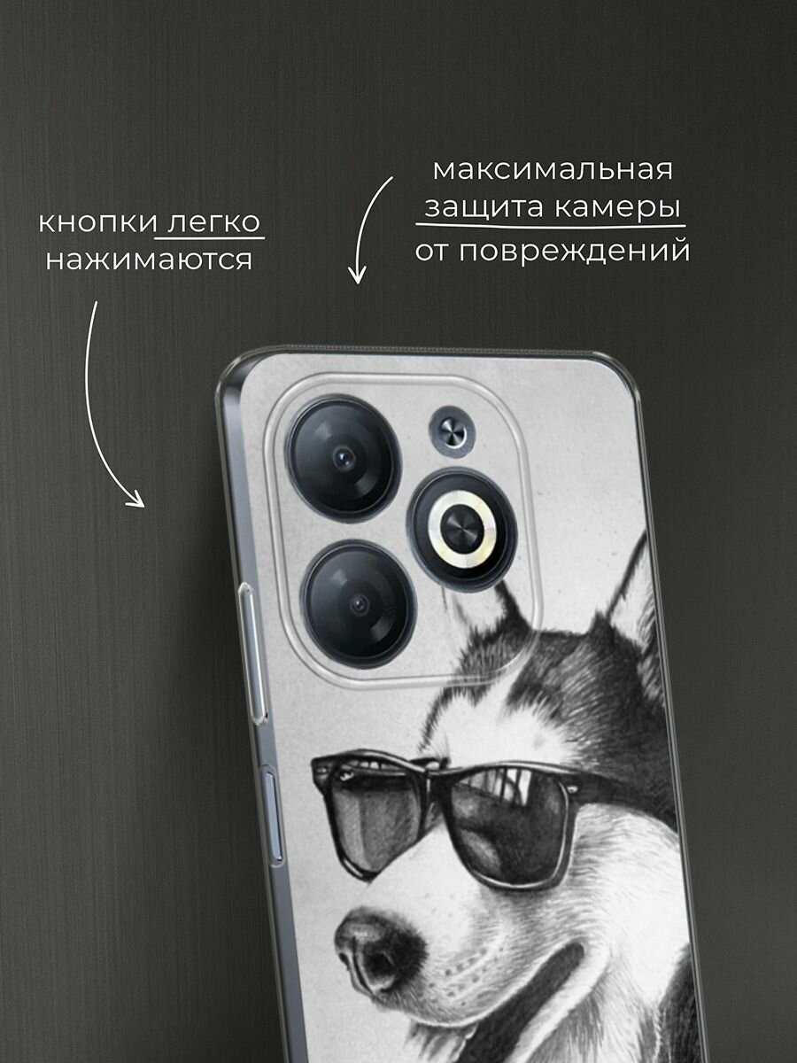 Чехол на Infinix Smart 8/8 HD/HOT 40i / Инфиникс Смарт 8/8 HD/HOT 40i с принтом "Крутой Хаске" — фото 1