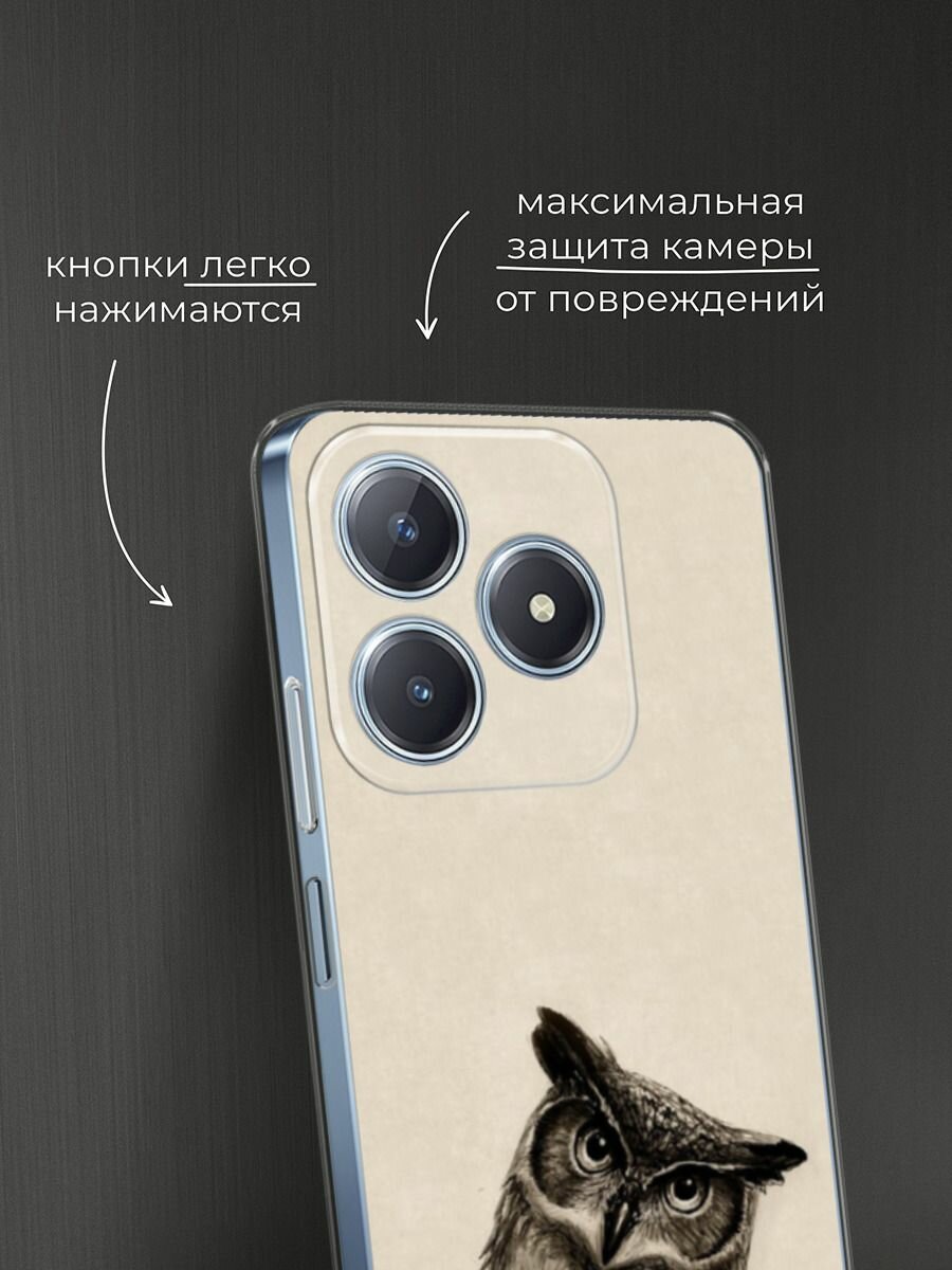 Силиконовый чехол на Realme C63 / Реалми С63 с принтом "Сова" — фото 1