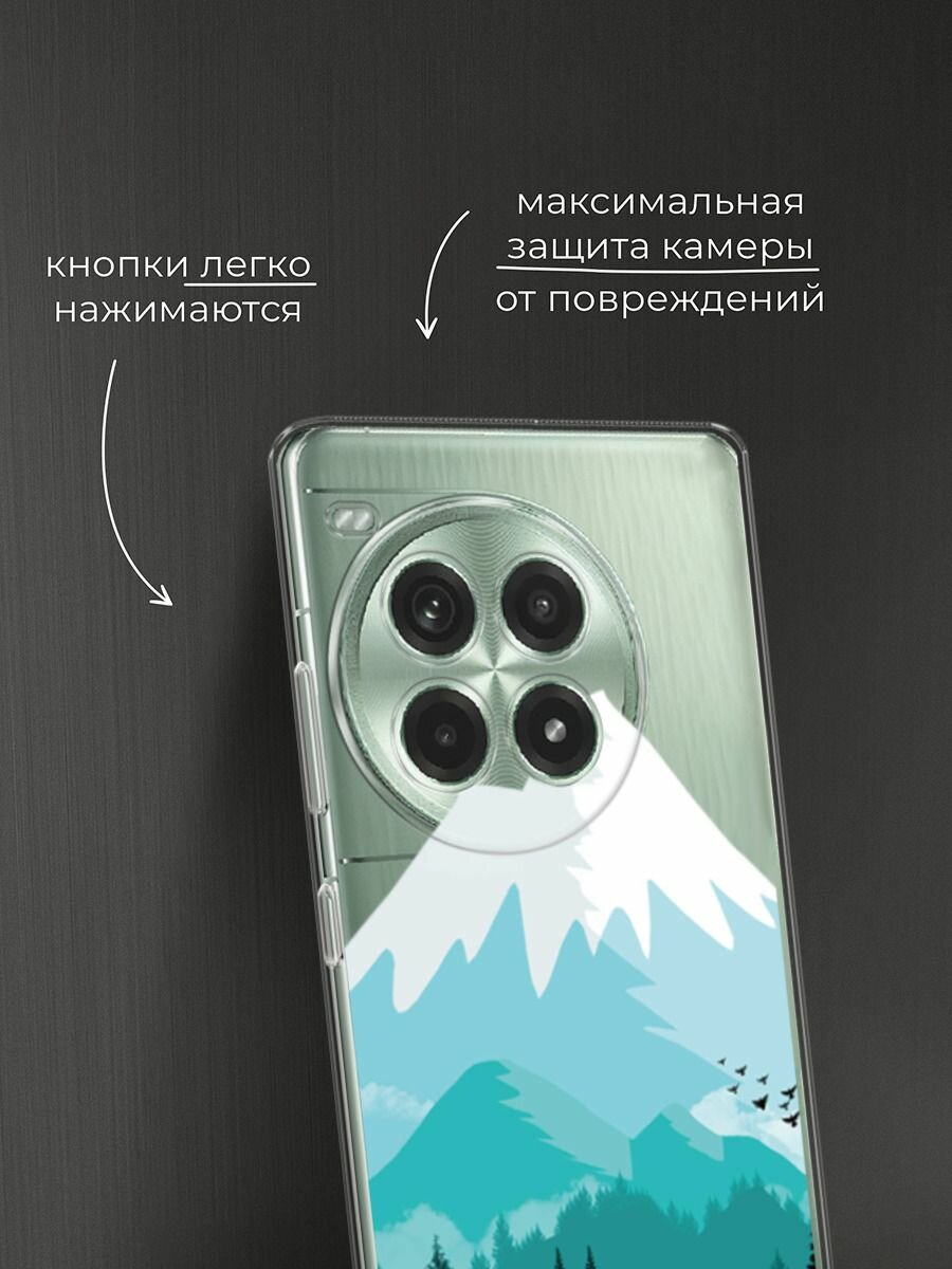 Чехол на OnePlus Ace 3 Pro / Ван Плас Эйс 3 Про с принтом "Синяя снежная гора", прозрачный — фото 1