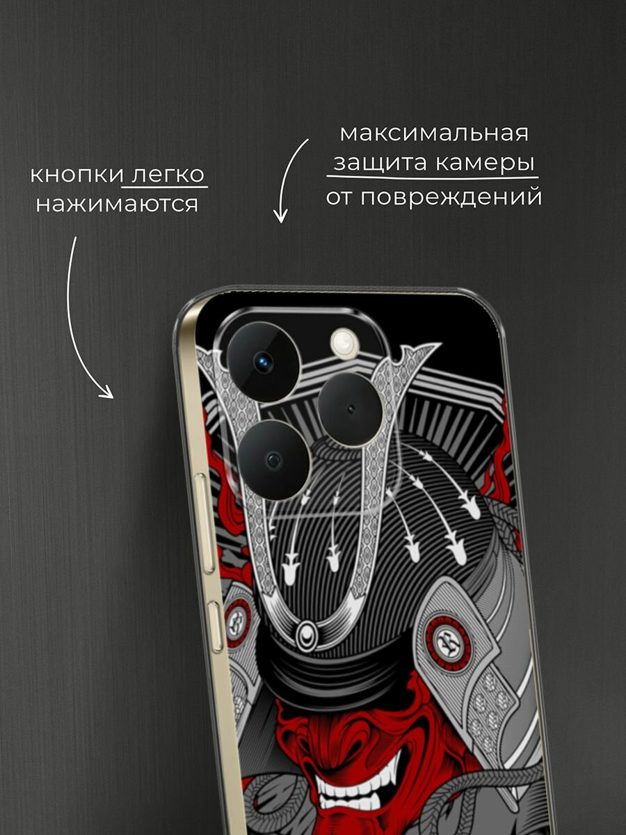 Чехол на Realme 15T / Реалми 15Т с принтом "Красная маска самурая" — фото 1