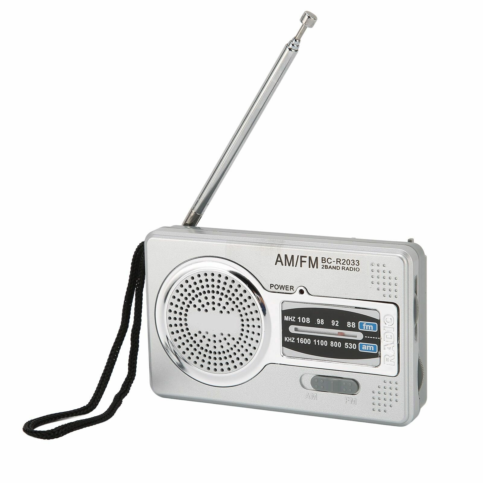 Портативный транзисторный AM FM-радиоприемник с чипом DSP, миниатюрный карманный формат, динамик и разъем для наушников, компактный серебристо-серый корпус