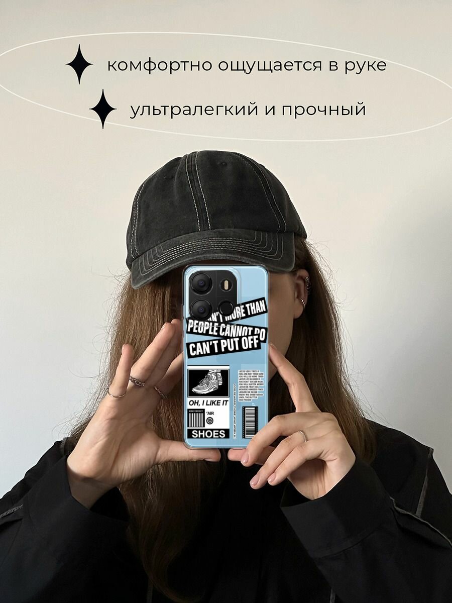 Чехол на Tecno Pop 7 / Текно Поп 7 с принтом "I like it", прозрачный — фото 1