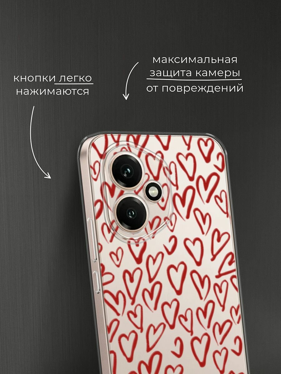 Чехол на Honor 400 / Хонор 400 с принтом "Легкие бордовые сердечки" — фото 1