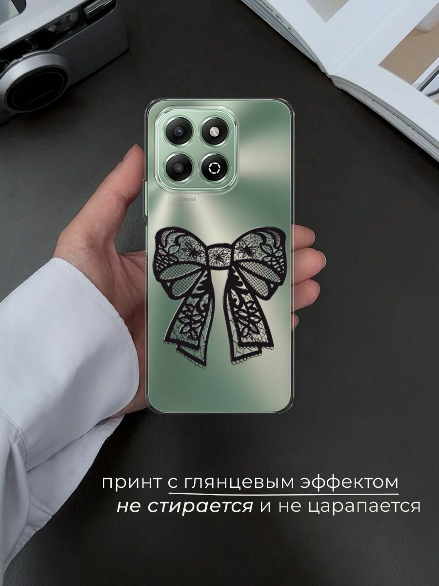 Чехол на Honor X6b / Хонор X6b с принтом "Черный сетчатый бант 2" — фото 1