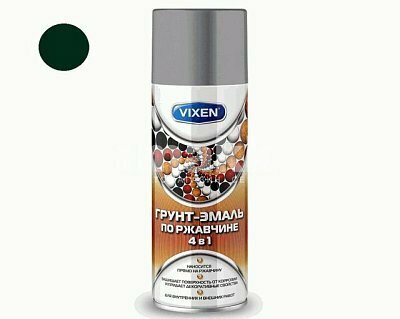 Грунт-эмаль по ржавчине 4 в 1, зеленый мох (ral 6005), аэрозоль 520 мл Vixen арт. vx516005