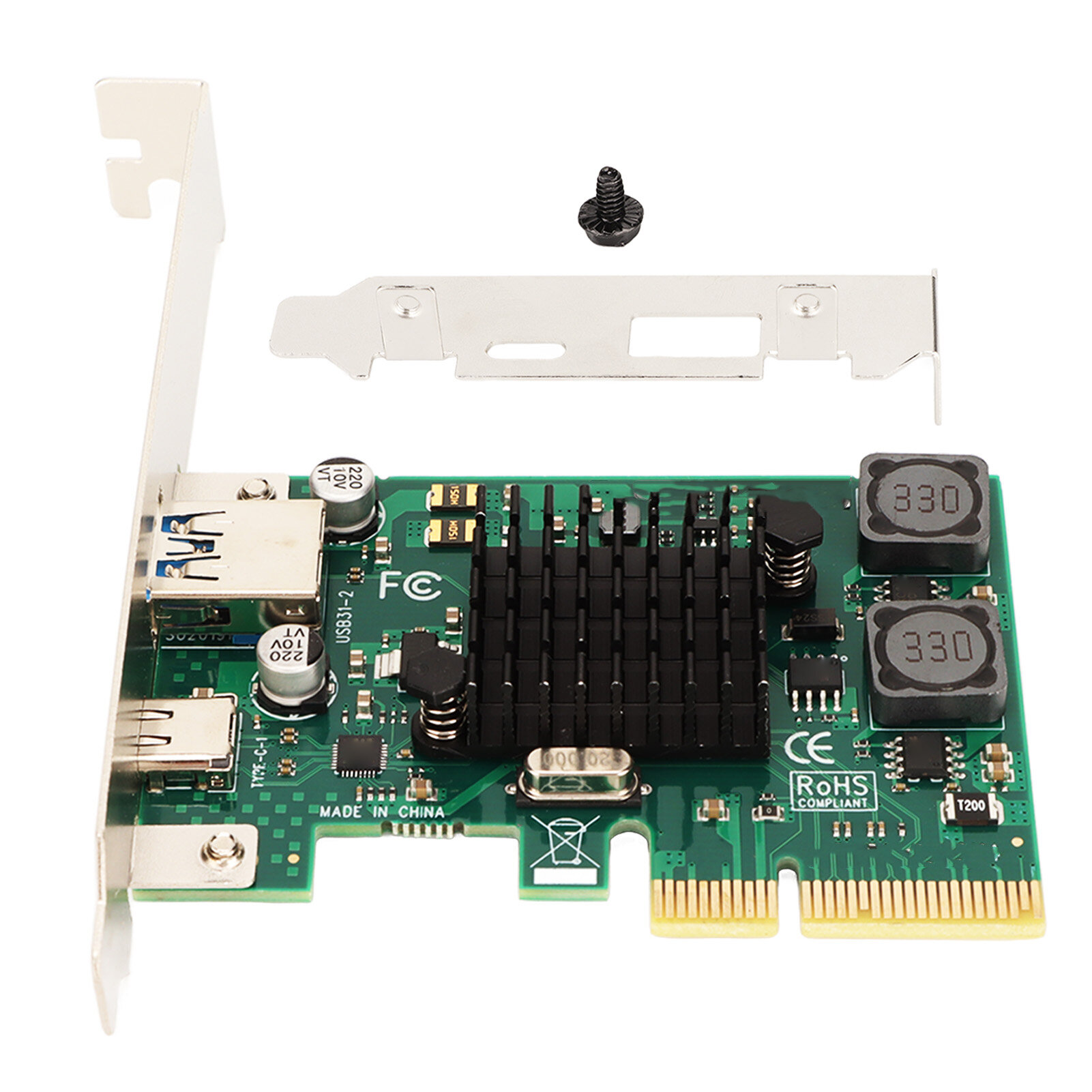 PCIE TO USB 3.1 Расширение карта самостоятельно работало 2 порта 1XUSB C 1XUSB A 10 Гбит / с USB 3.1 Gen 2 PCIe Adapter Card