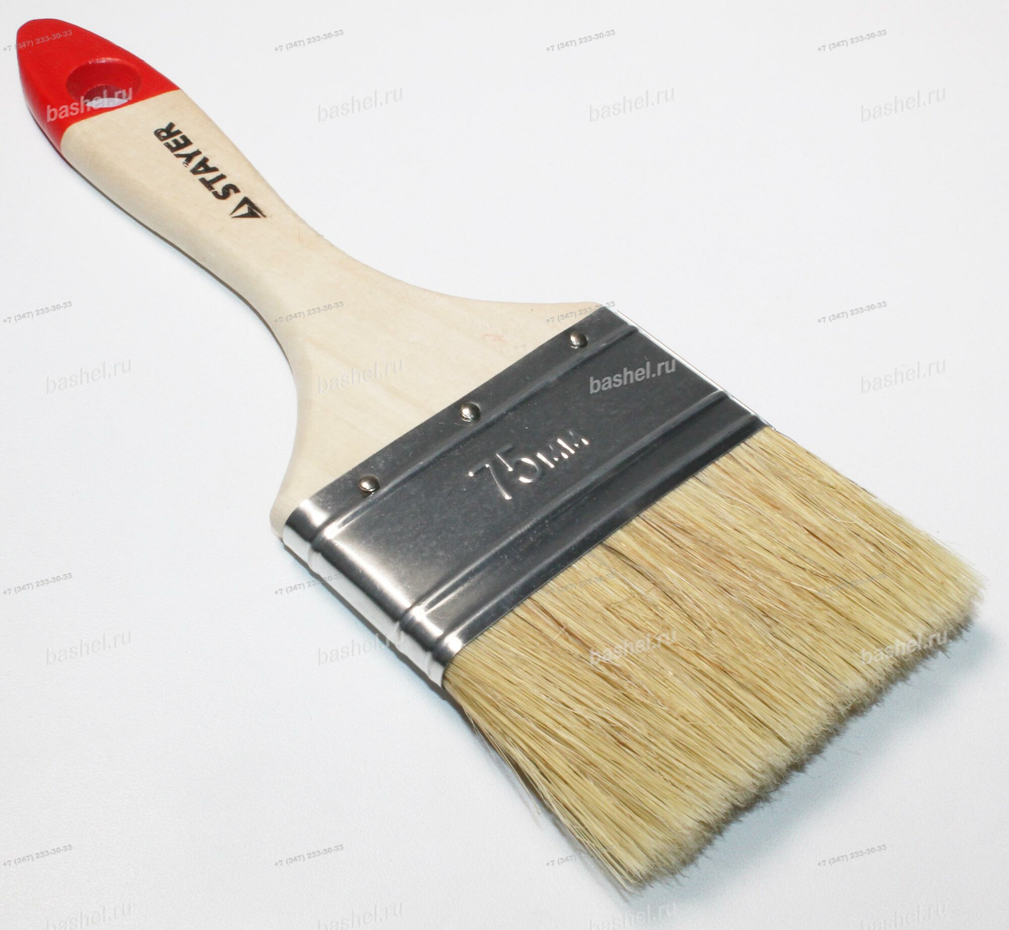 Кисть плоская STAYER UNIVERSAL, 75 мм, 3", светлая натуральная щетина, деревянная ручка, все виды ЛКМ