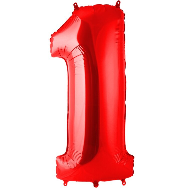 Воздушный шар фольгированный, цифра 1, 40" Red