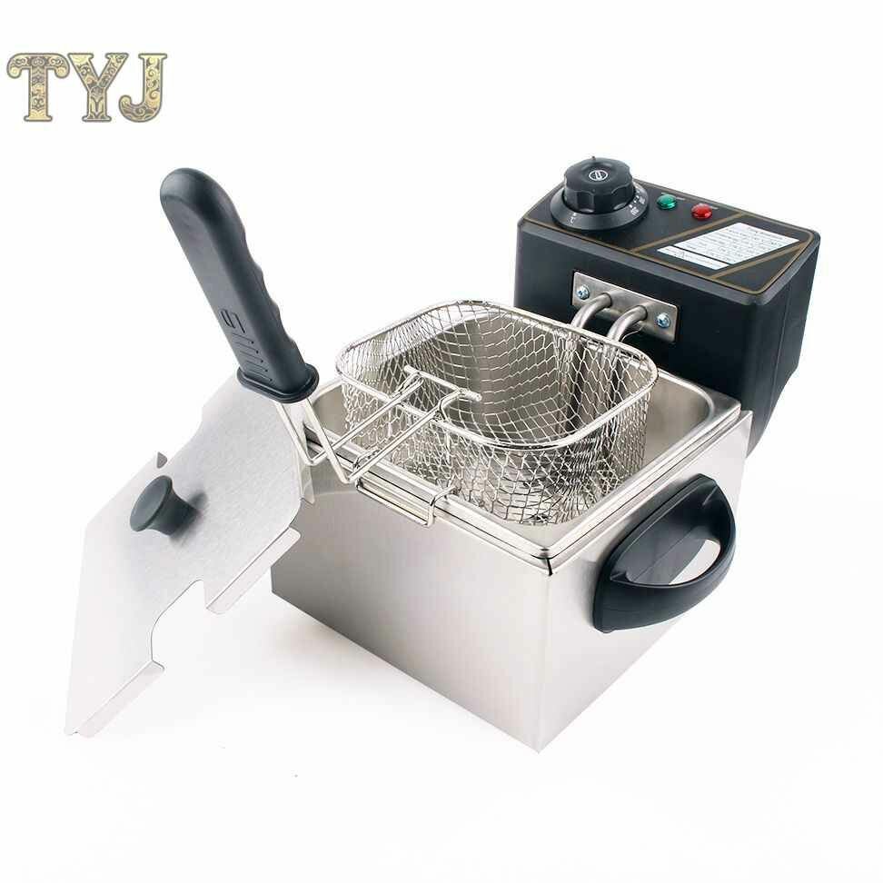 Бытовая многофункциональная электрическая фритюрница, 2 л, Электрические фритюрницы, быстрый нагрев глубокие баки кухонная сковорода из нержавеющей стали