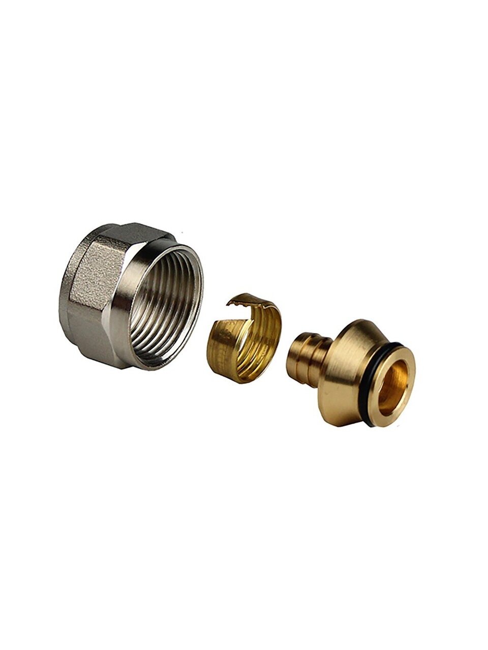 Соединитель 16х2.0х1/2", желтый, латунь, внутренняя резьба, евроконус аксиальный, РосТурПласт