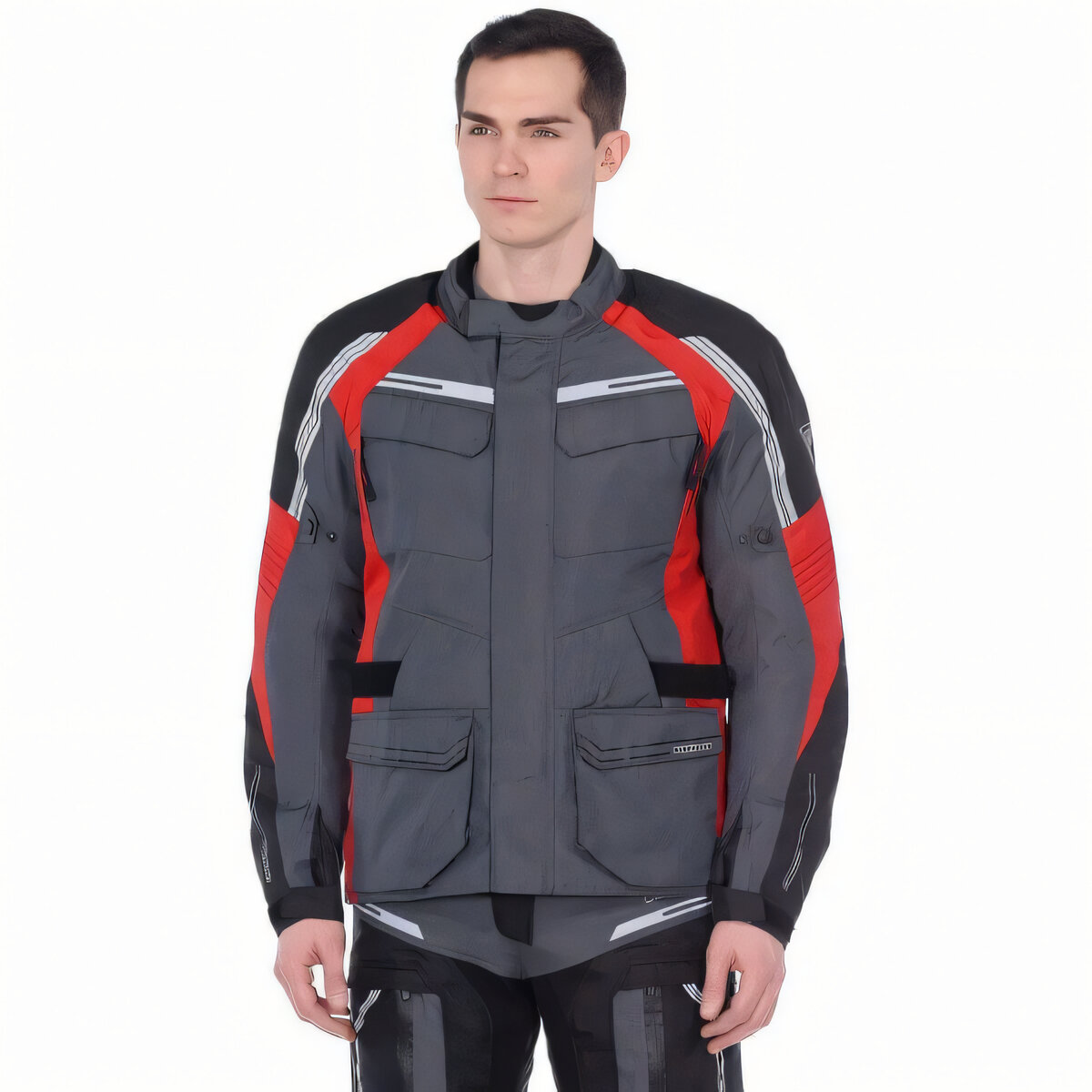 Мотокуртка Vmoto Voweg Grey/Red S, защита на плечах и логтях