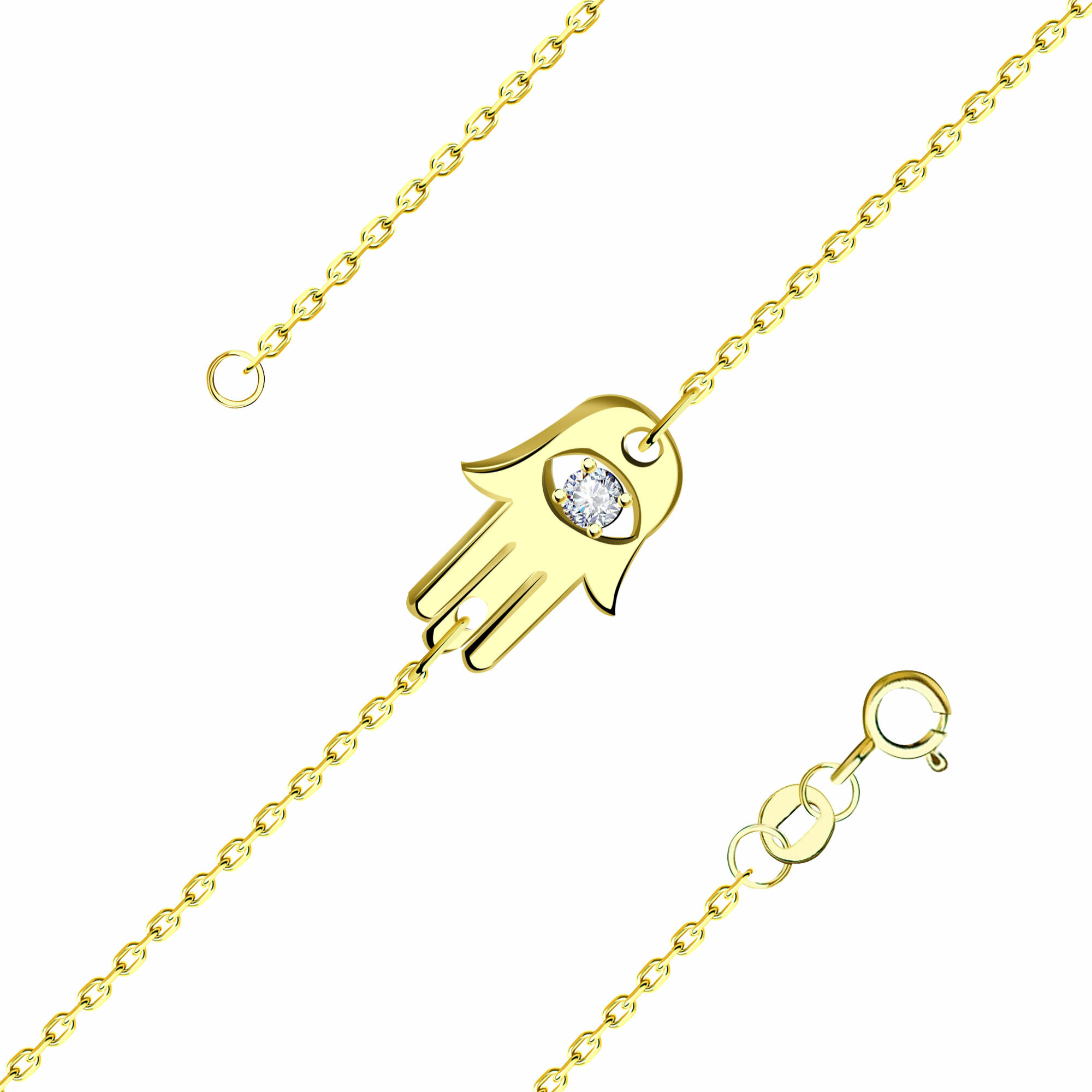 Браслет Diamant online, желтое золото, 585 проба, фианит