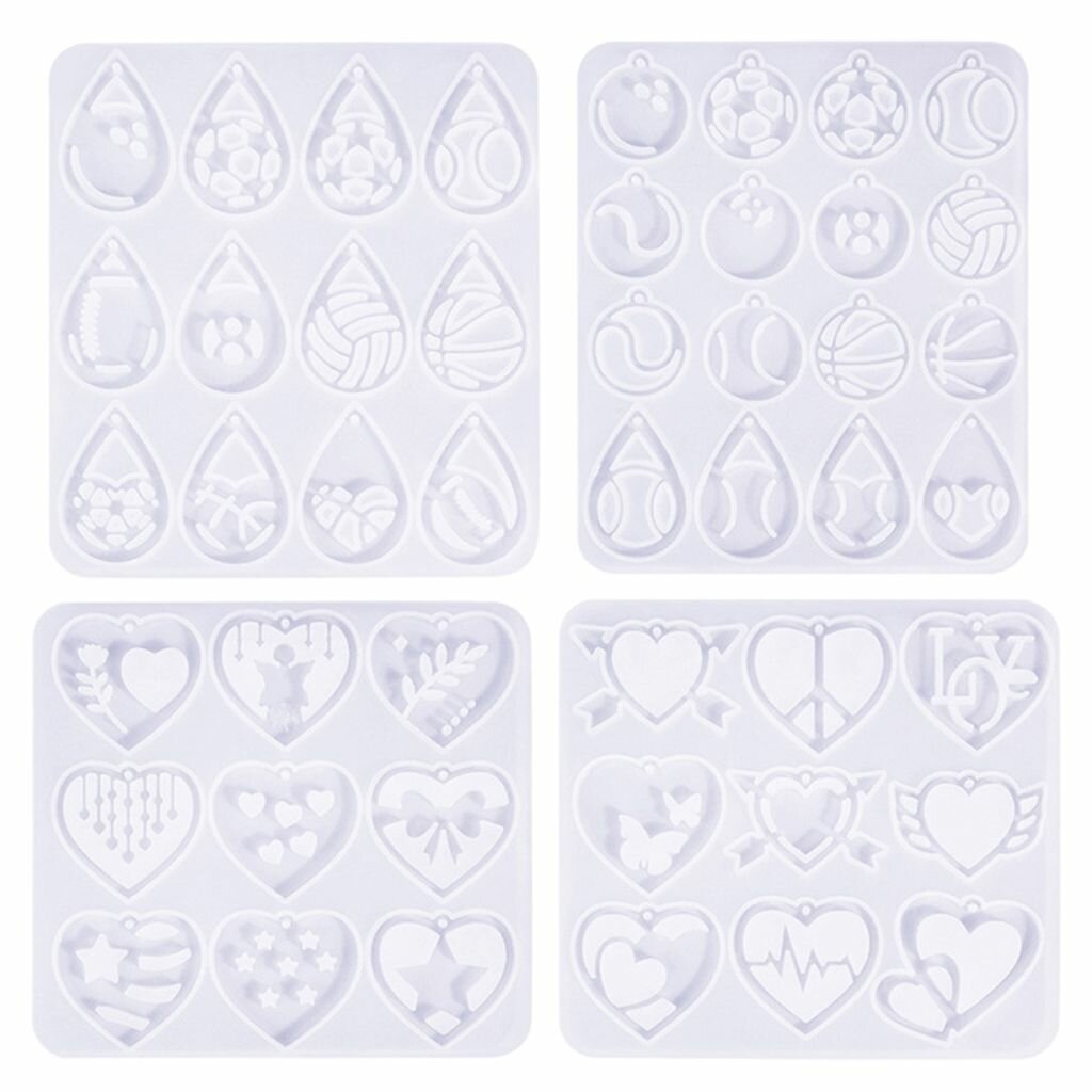 Набор из 4 силиконовых подвесных форм для футбола и брелок