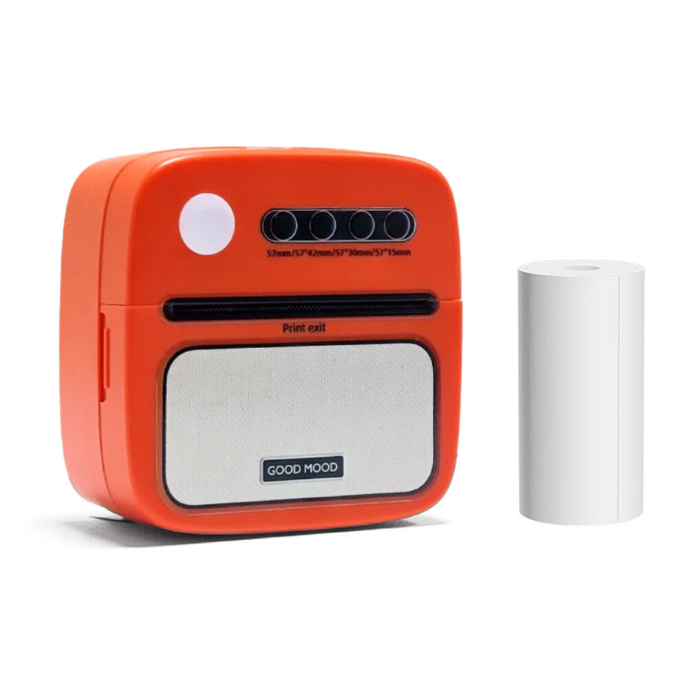 Мини портативный принтер Pocket Thermal Instant Photo Printing Label Maker Machine BT Connect, совместимый с Android или iOS APP, поддержка квитанций, этикеток, мемо, стикеров, заметок, списков, скрапбука, DIY, модель O2, красный цвет, 200DPI,