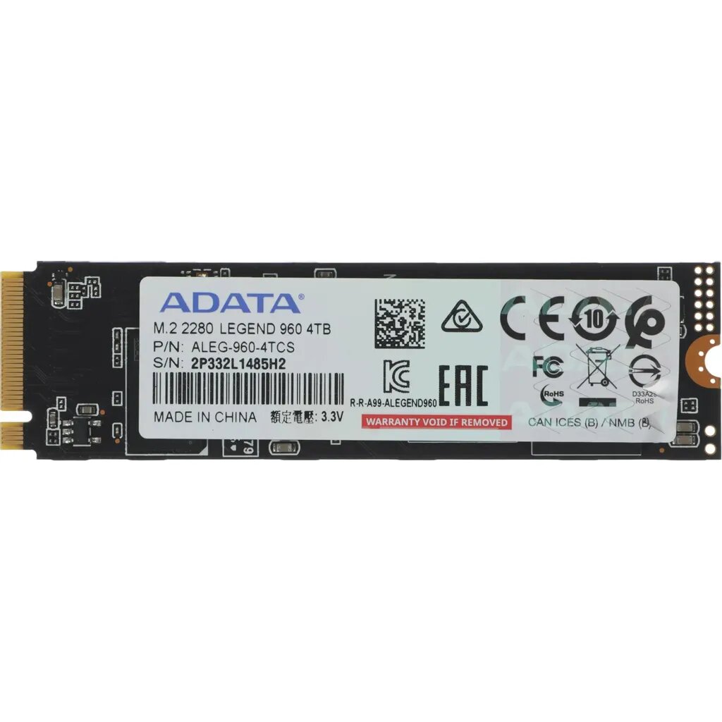 SSD накопитель A-Data Legend 960 ALEG-960-4TCS 4ТБ, M.2 2280, PCIe 4.0 x4, NVMe, M.2