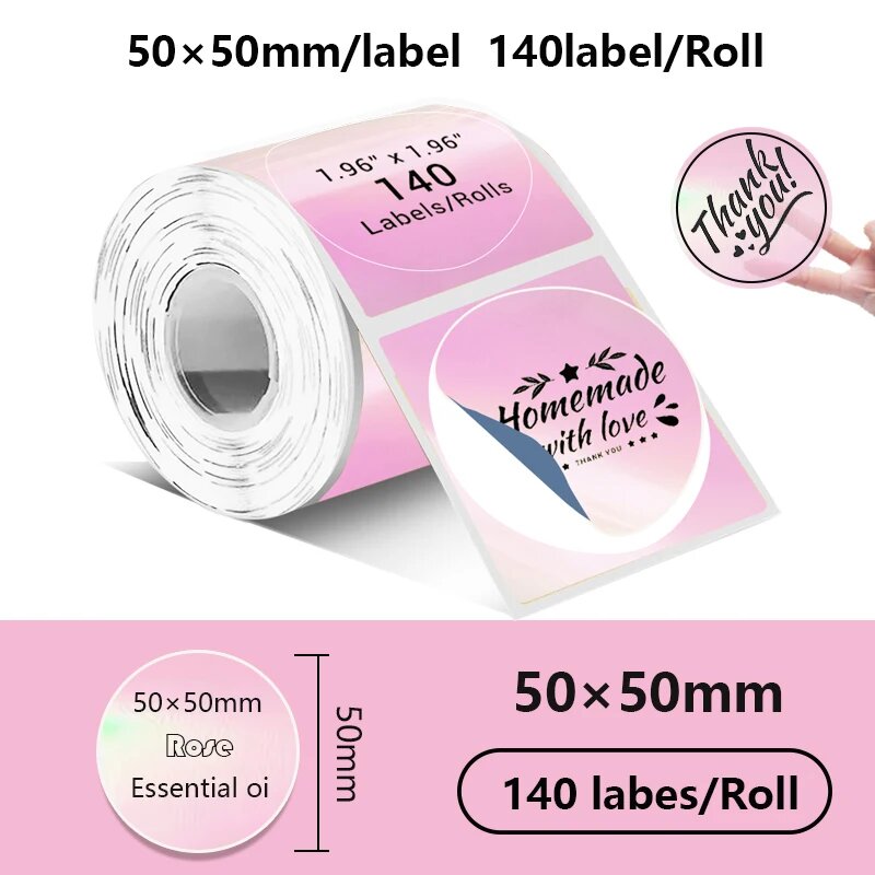 Термобумага для этикеток Bekia 20-50 мм Розовый, 50x50mm pattern