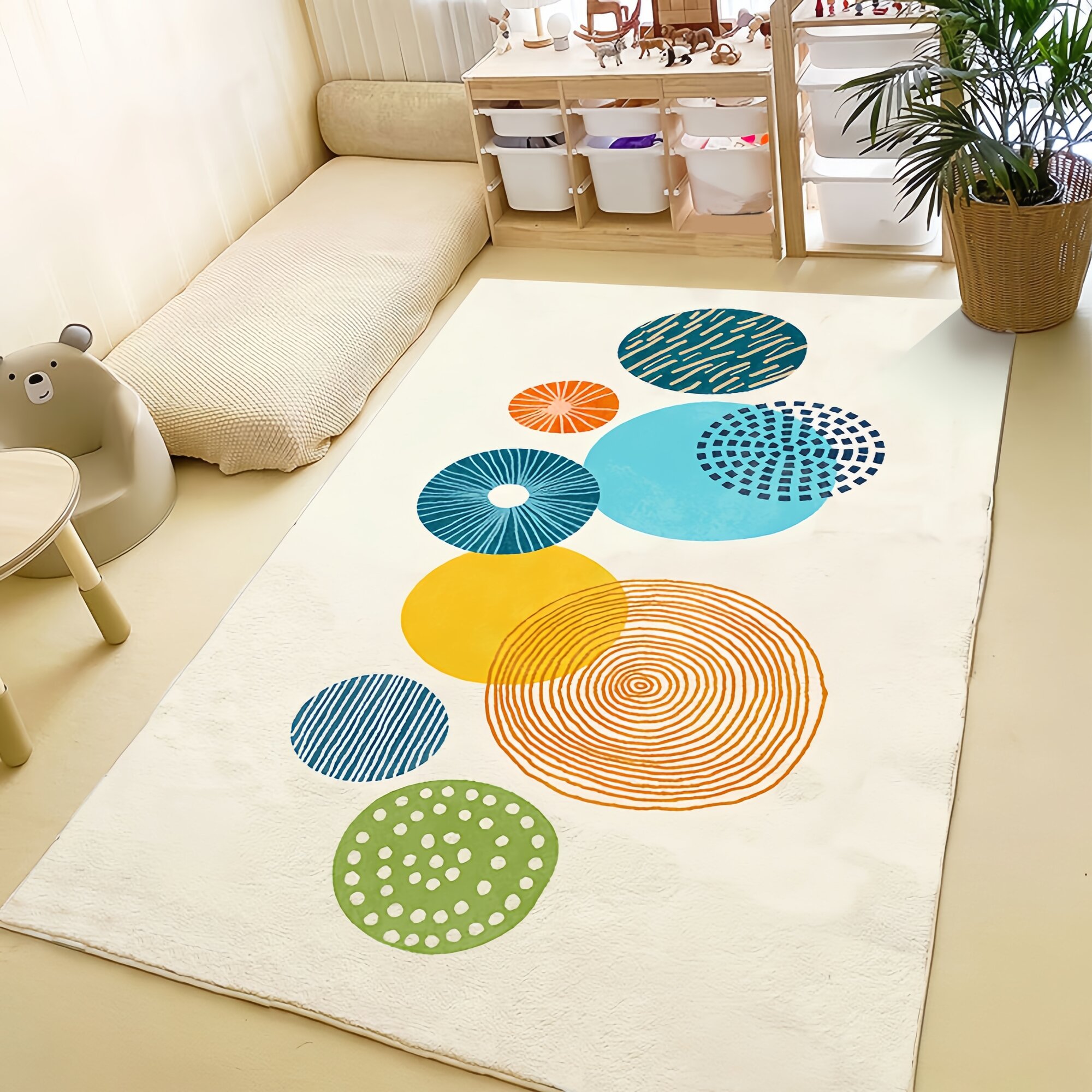 Новая модель Детский мультяшный ковер, 100x160cm， Имитация кашемира бежевый