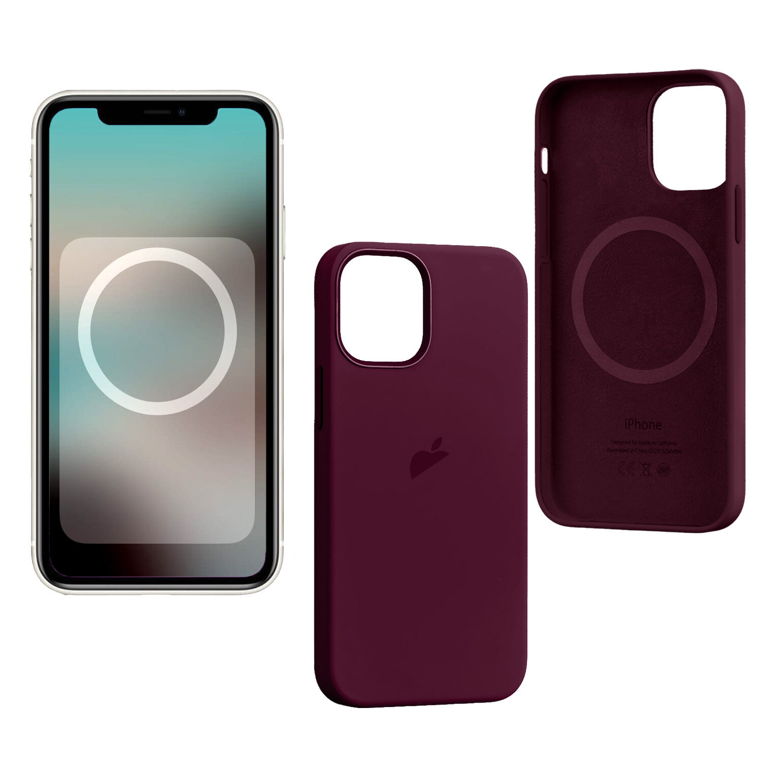 Чехол iPh 12 Pro Max Silicon Case Plum (MagSafe + анимация NFC) c LOGO
