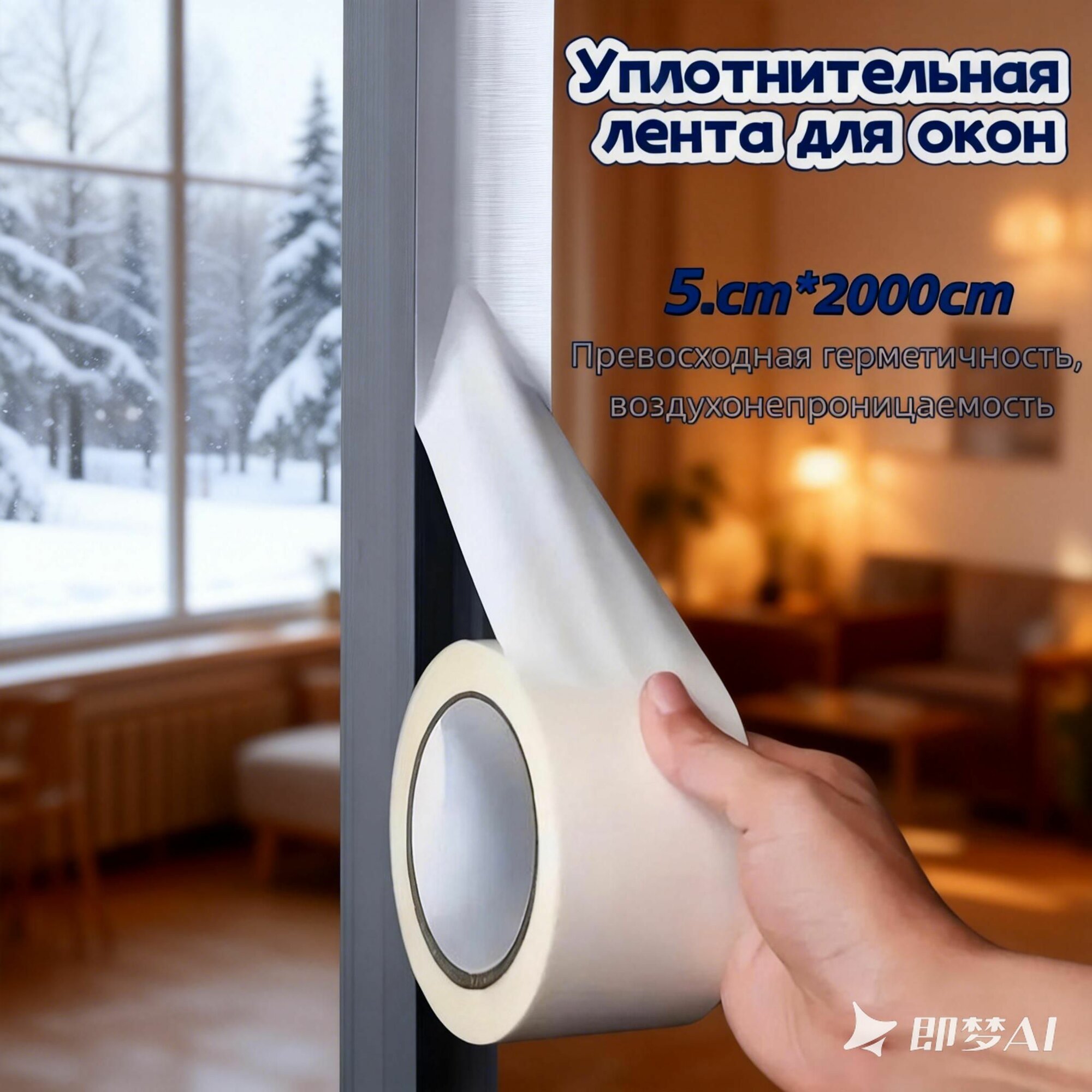 Зимняя уплотнительная лента для окон, 20 метров, белая, сильная адгезия, не оставляет следов