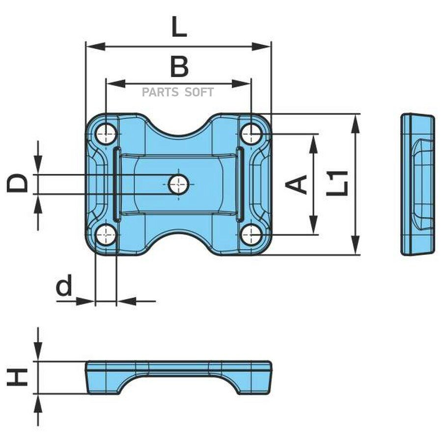 Пластина опорная рессоры A 125 / B 180 / L 230 / L1 175 / H 40 / D O 24, , от официального дистрибьютора, BPW, артикул 0303219260