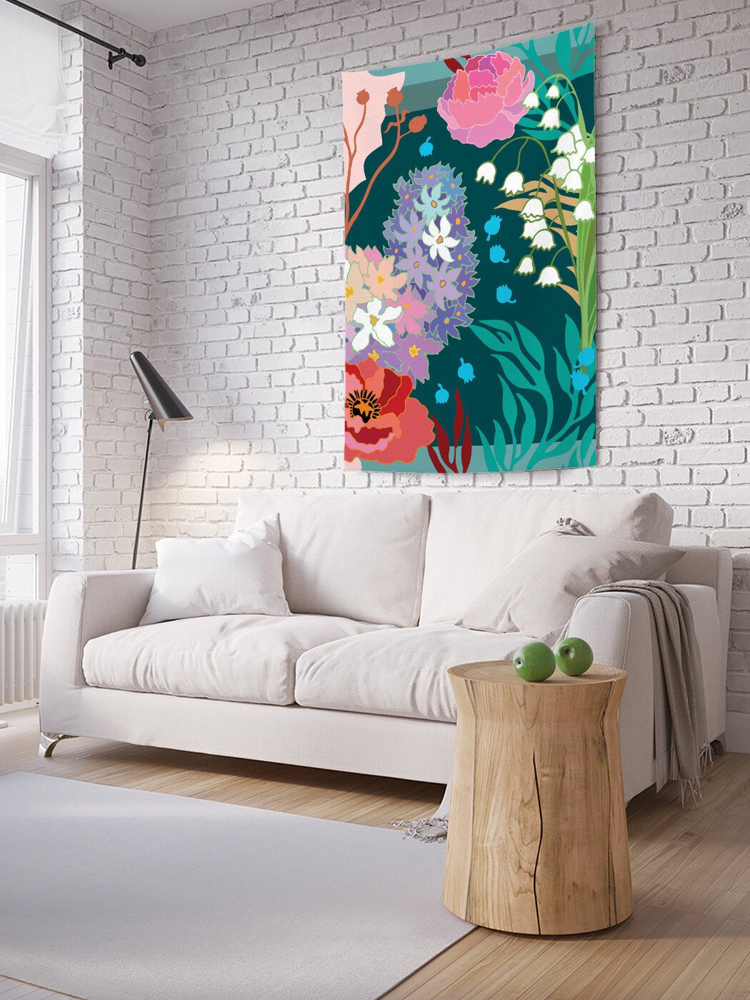 Вертикальное фотопанно на стену JoyArty "Ландыши и розы", из ткани, 150х200 см