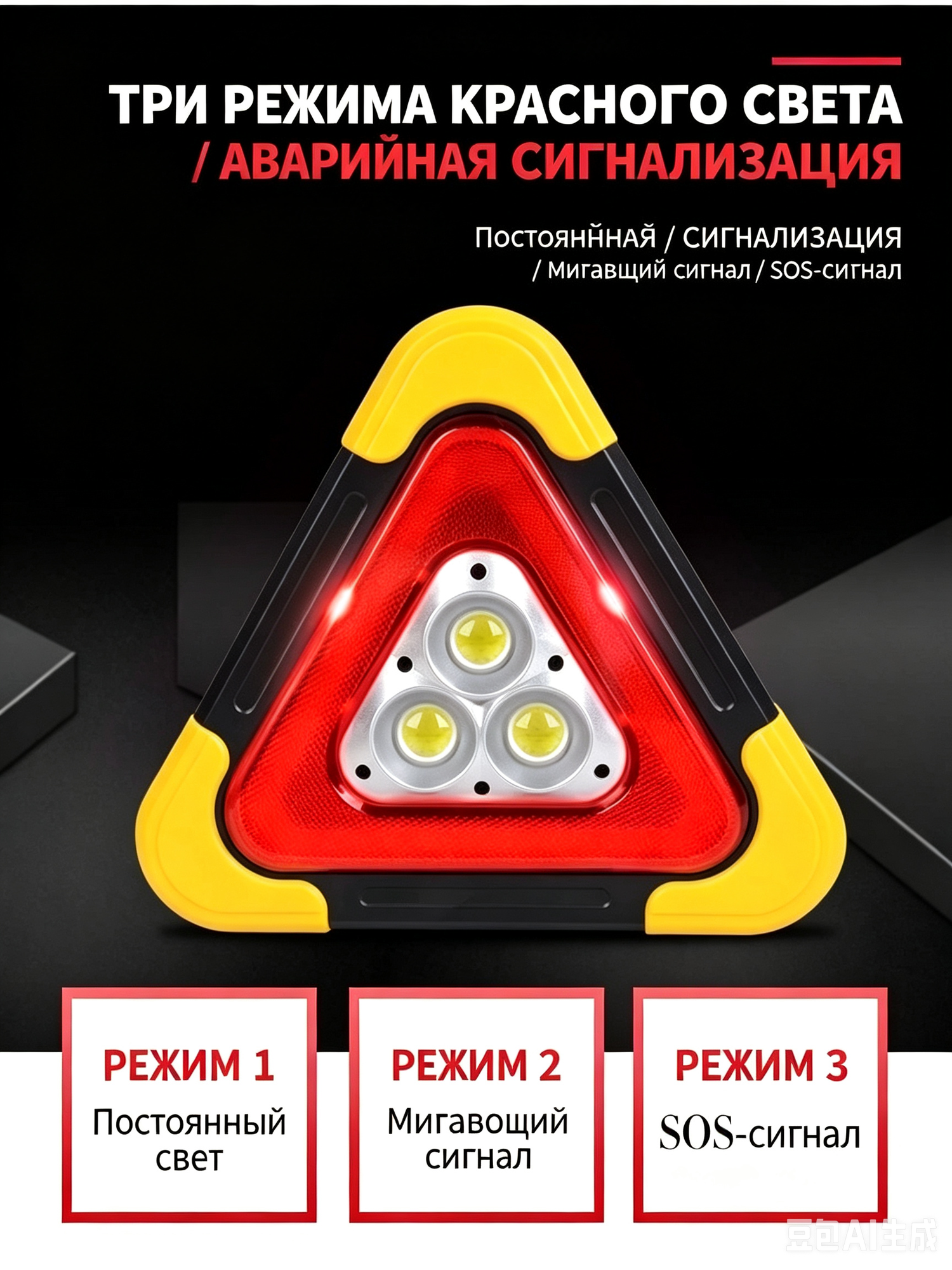 Аварийный светодиодный авто-треугольник, солнечная USB зарядка, сигнальный фонарь для дорожных происшествий