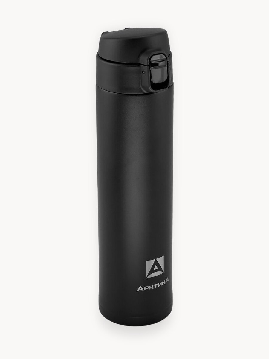 Термокружка для чая черная 520 мл Арктика с кнопкой и замком