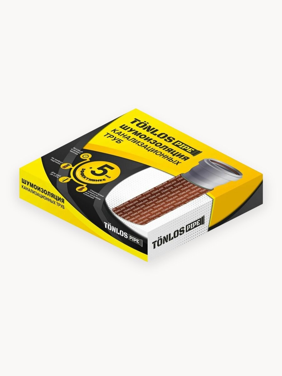 Шумоизоляция труб TONLOS PIPE, самоклеящаяся, для канализации, длина 1м