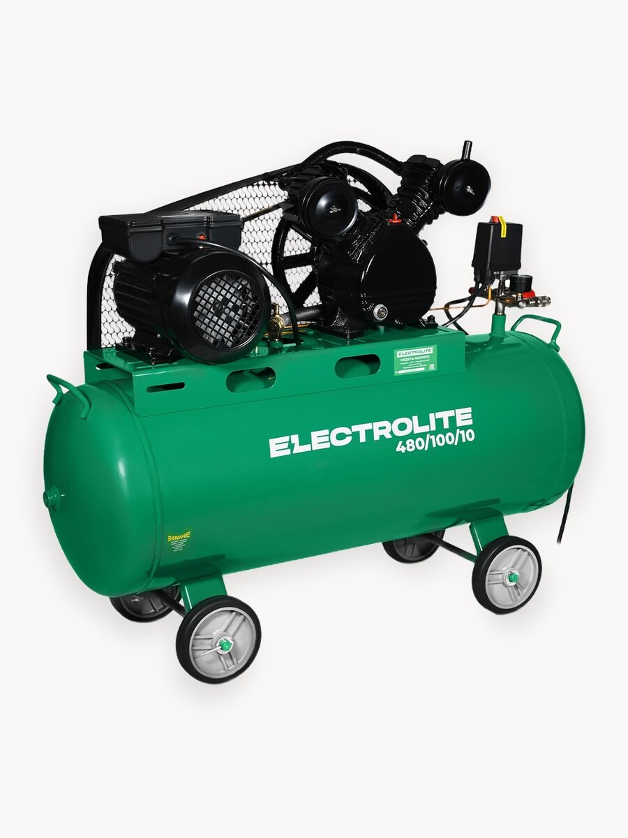 Компрессор воздушный Electrolite 480/100 EL, поршневой, 480 л/мин, ресивер 100 литров